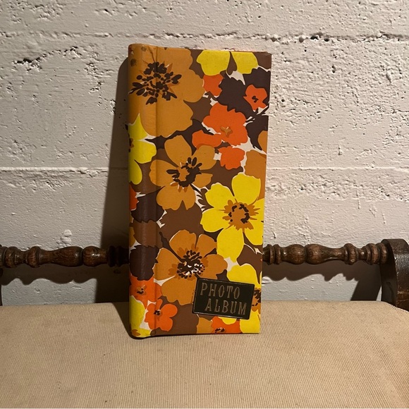 Vintage | Art | 97s Mod Orange Satin Floral Photo Album For 84 Square ...